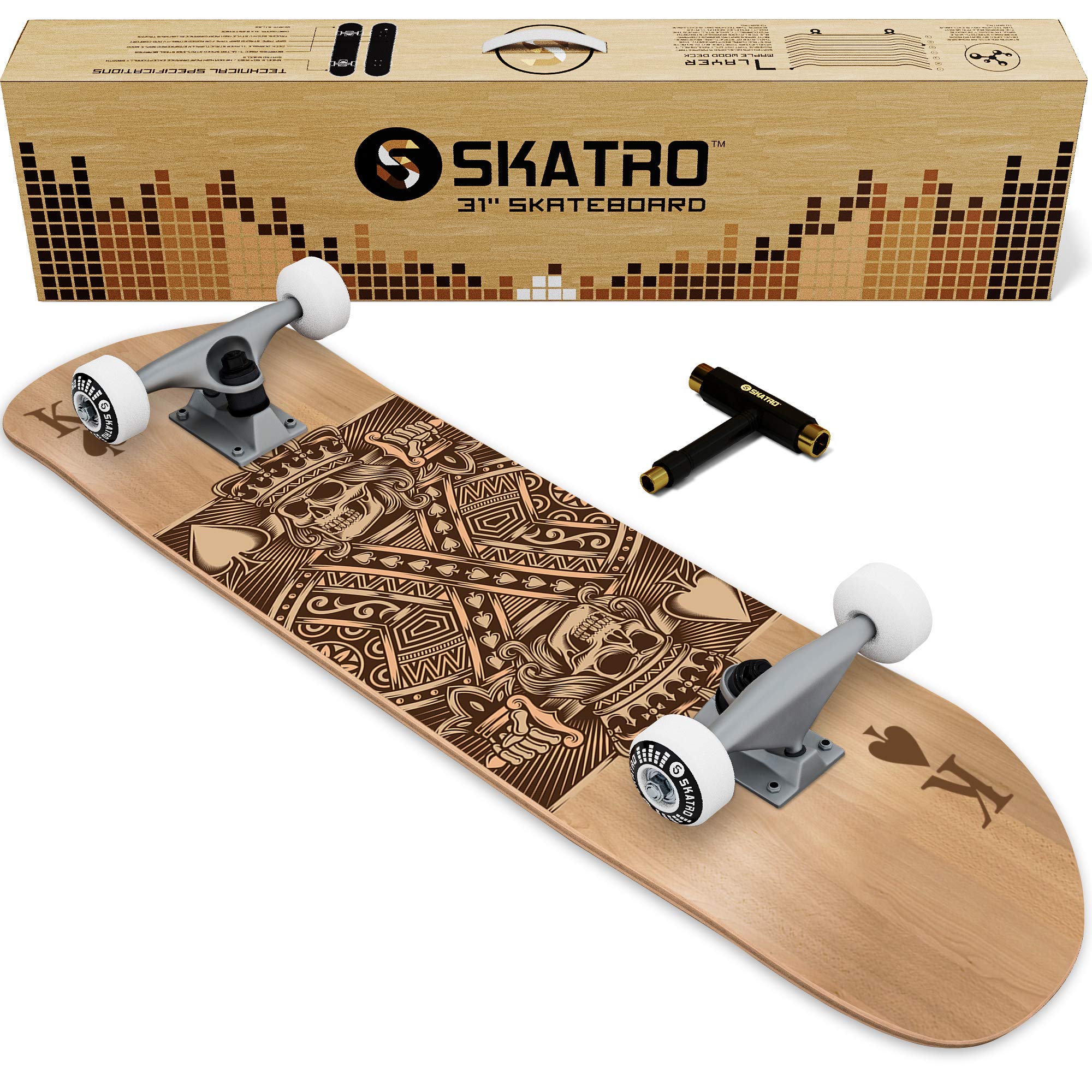 SKATRO - Pro Skateboard 31" Complete Skateboard. Skate Board Ages: Adults, Boys, Girls, Beginners, and Kids