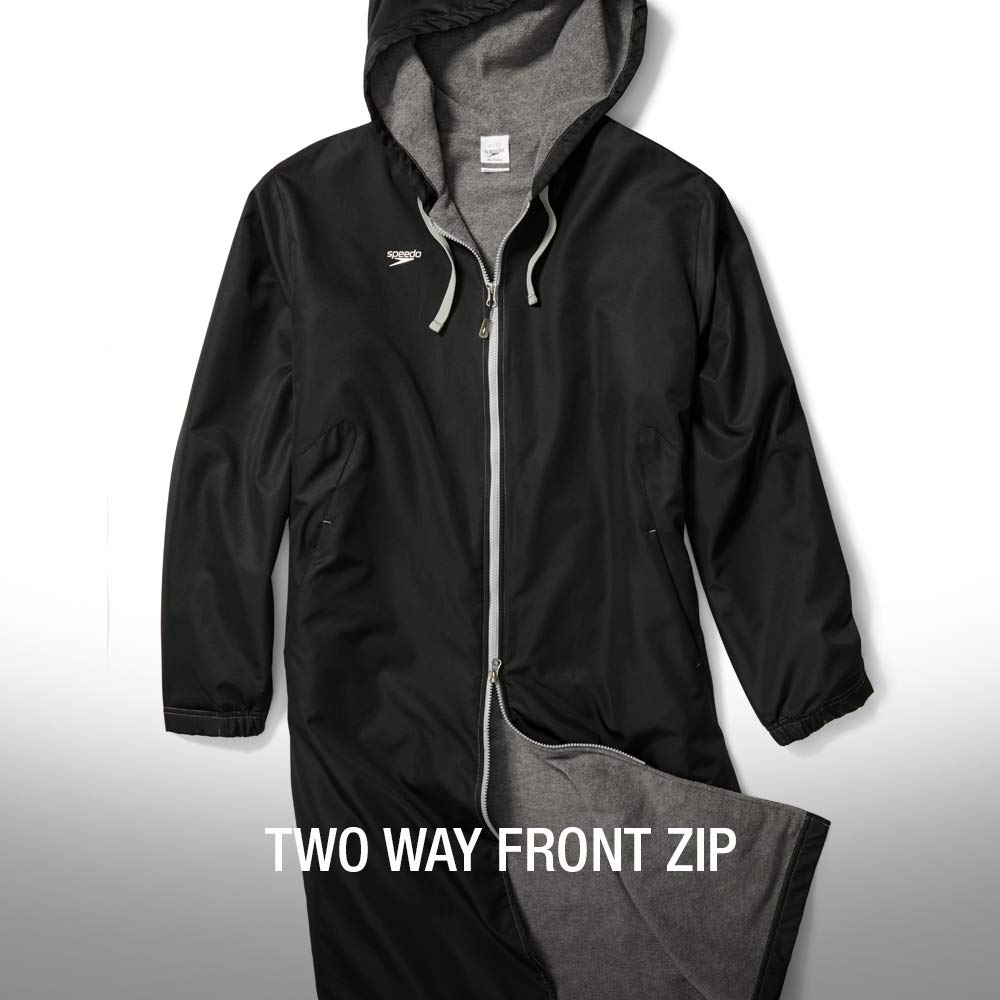 Speedo womens Parka Jacket Fleece Lined Team Colors Swimsuit, Speedo Black, Small US