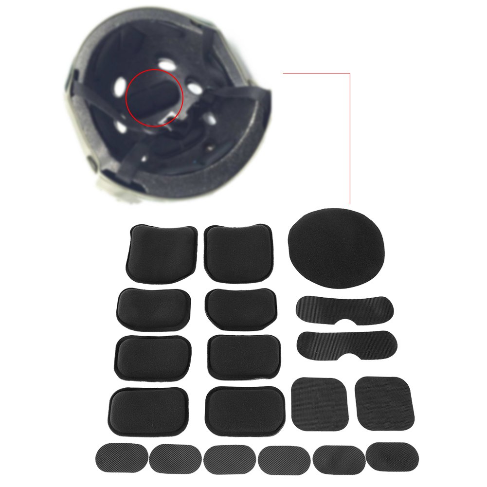 Wbestexercises Tactical Helmet Pads, 19pcs/Set Soft and Durable EVA Foam Protective Helmet Pads Airsoft Paintball Helmet Cushion Replacement for Fast Helmet and Other Modifications Helmets
