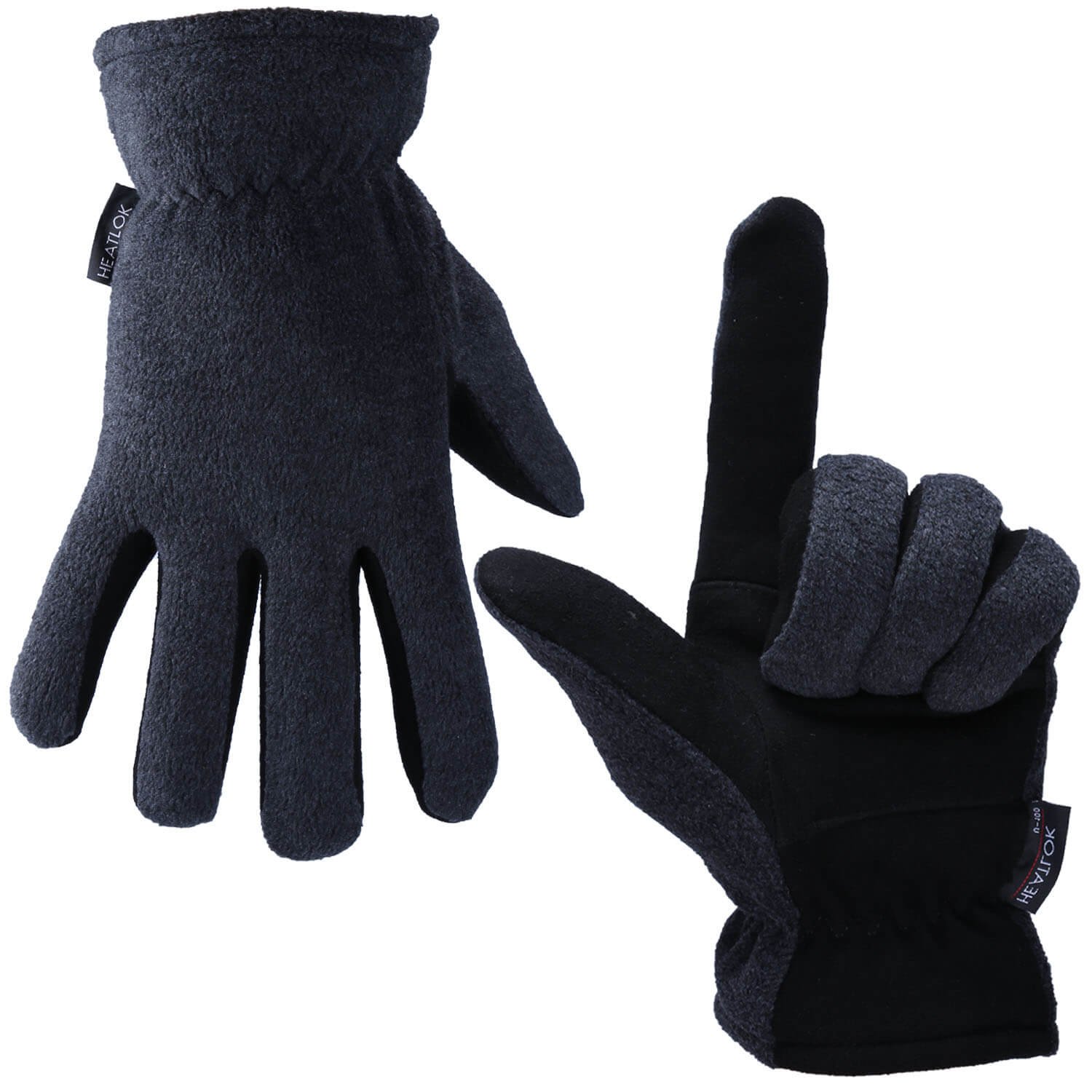 OZERO Winter Gloves, -20°F(-29ā) Cold Proof Thermal Work Glove - Deerskin Suede Leather Palm and Polar Fleece Back with Heatlok Insulated Cotton - Hands Warm in Cold Weather for Women and Men