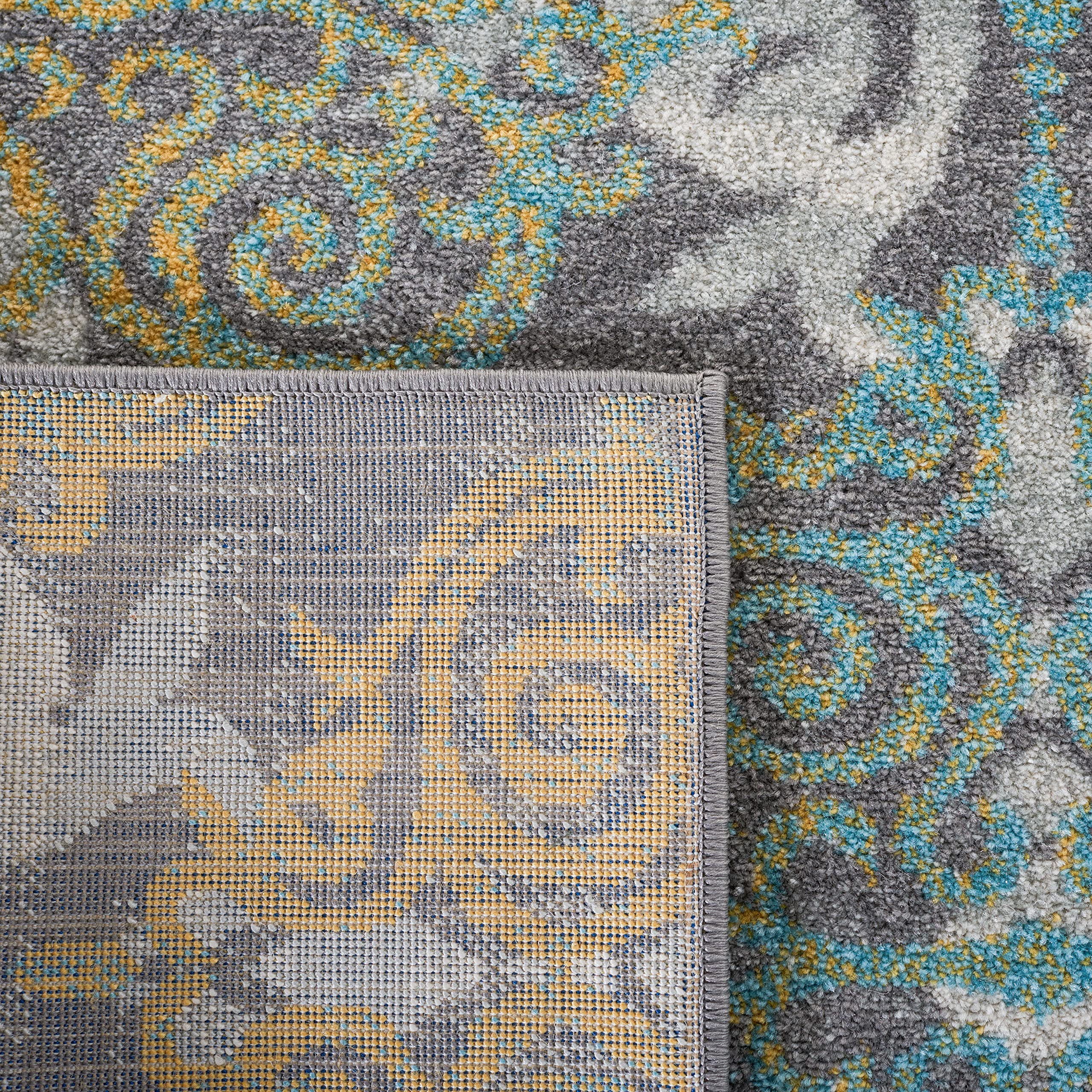 SAFAVIEH Evoke Collection 6'7" x 9' Grey/Ivory EVK230D Medallion Damask Non-Shedding Living Room Bedroom Dining Home Office Area Rug