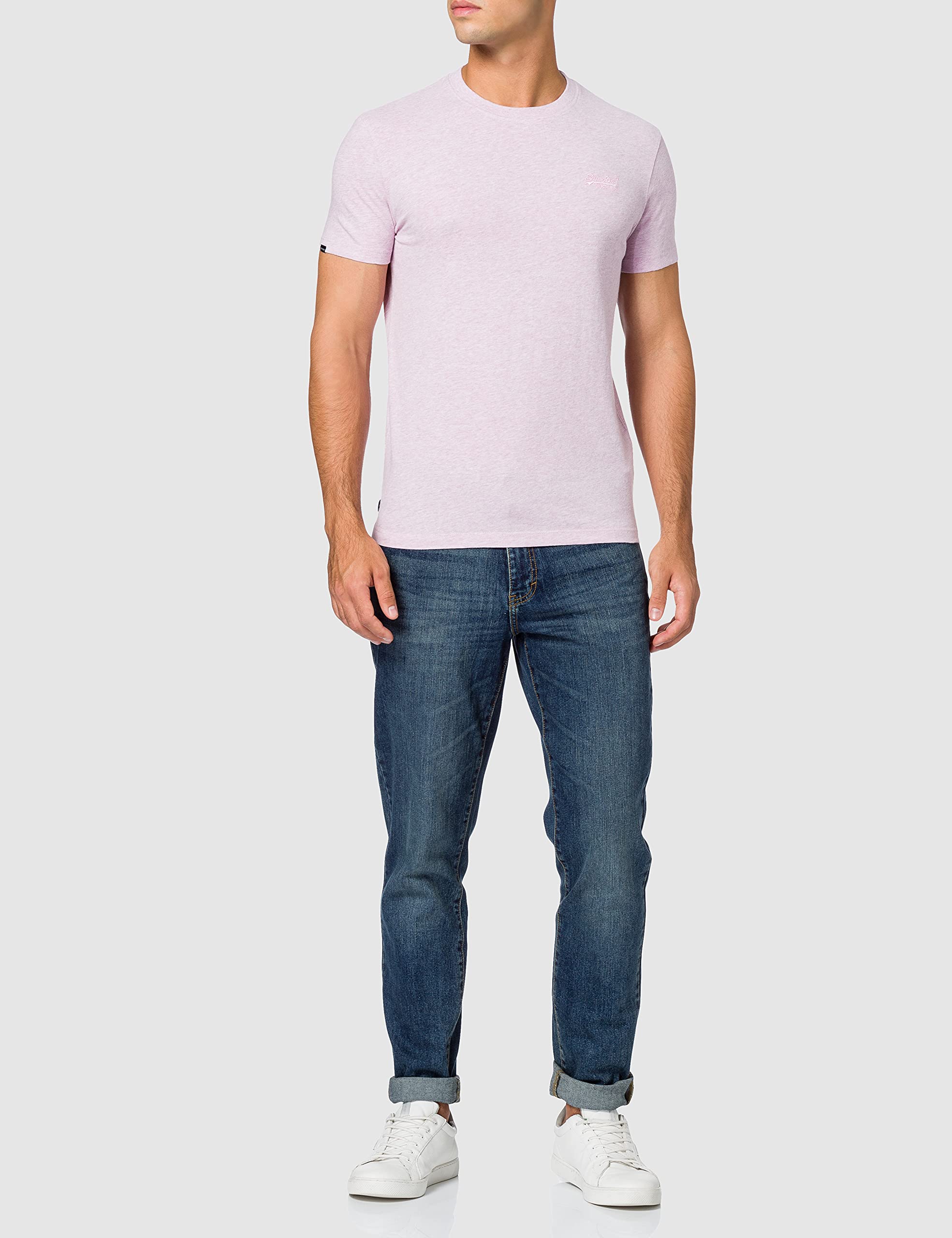 Superdry Mens Organic Cotton Essential Logo T-Shirt Pale Pink Marl Size XXL