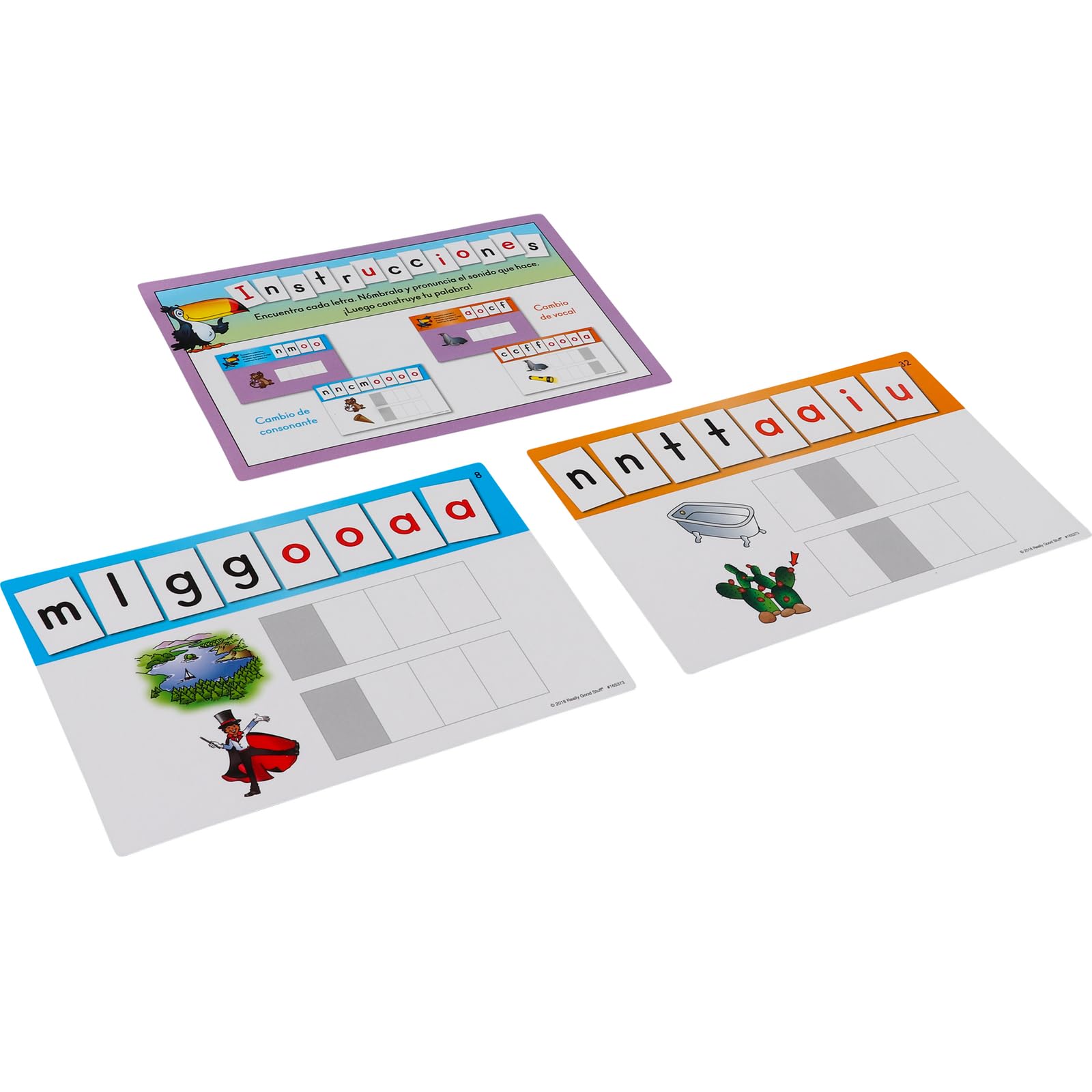 Really Good Stuff Tarjetas de Trabajo: Construcción de palabras (Spanish Word Building Task Cards) - 21 Cards