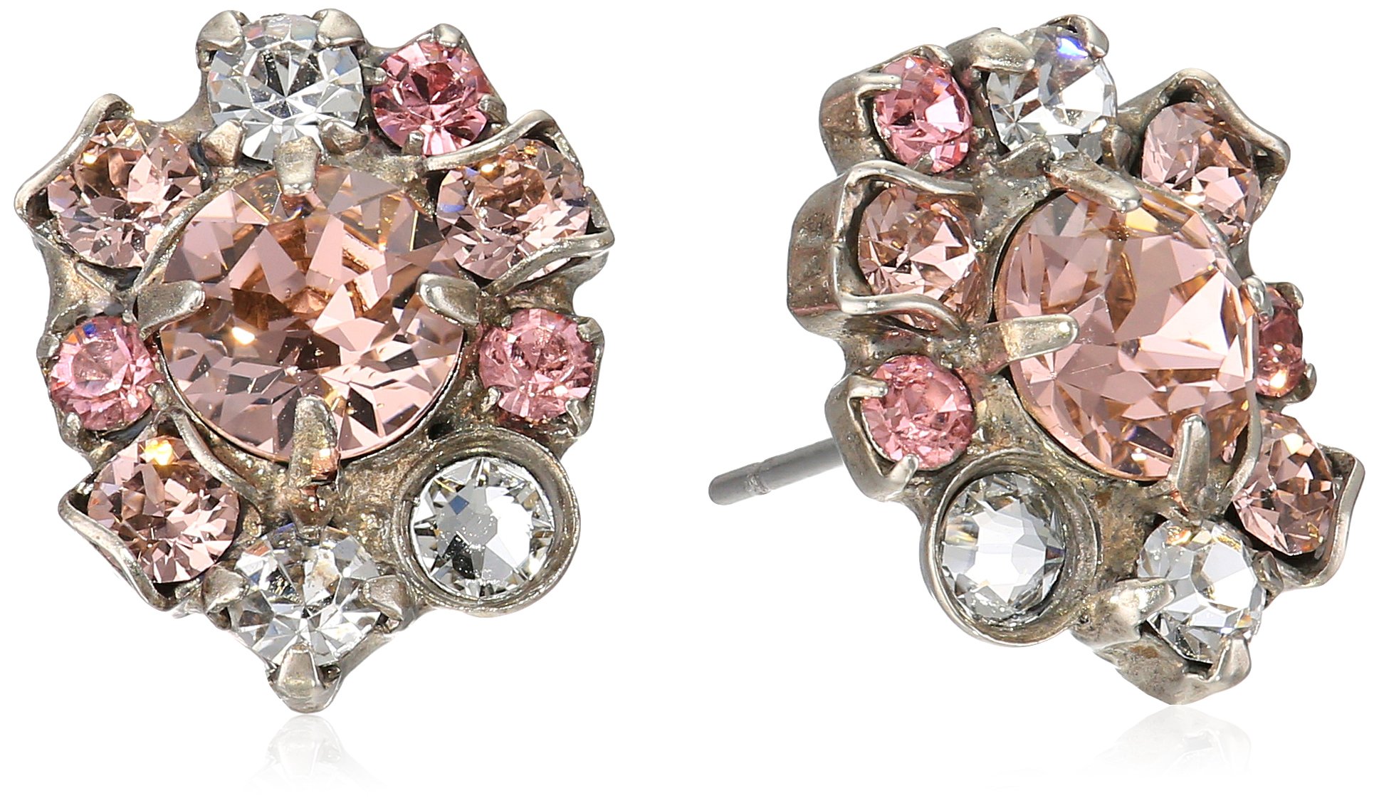 Sorrelli Crystal Rose Round Crystal Cluster Stud Earrings