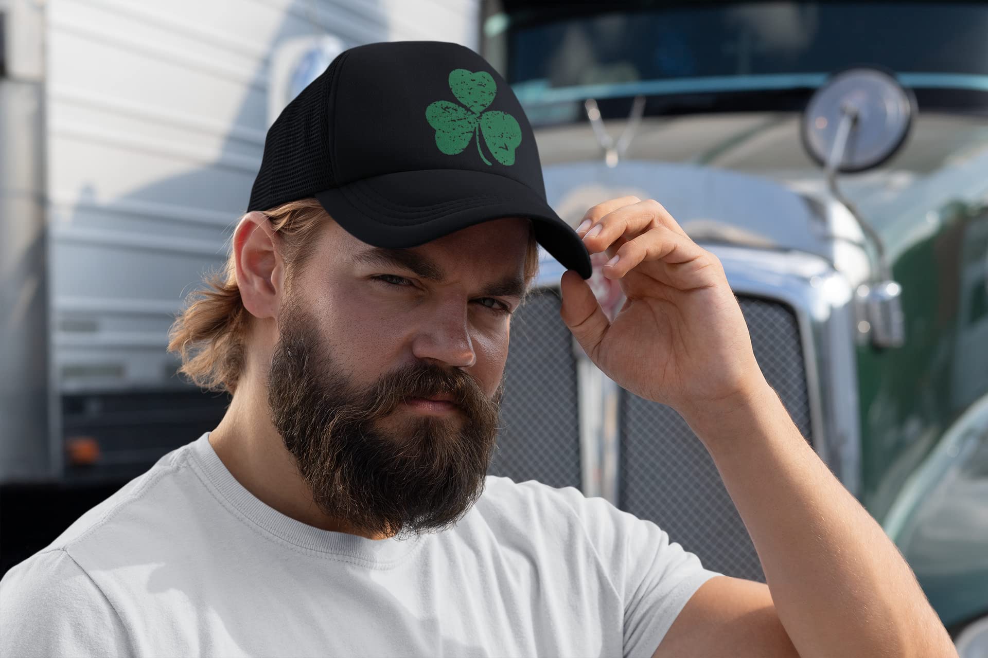 P&B Shamrock, Saint Patrick's Day Irish Day Adjustable Unisex Hat Cap (Green/White/Green)