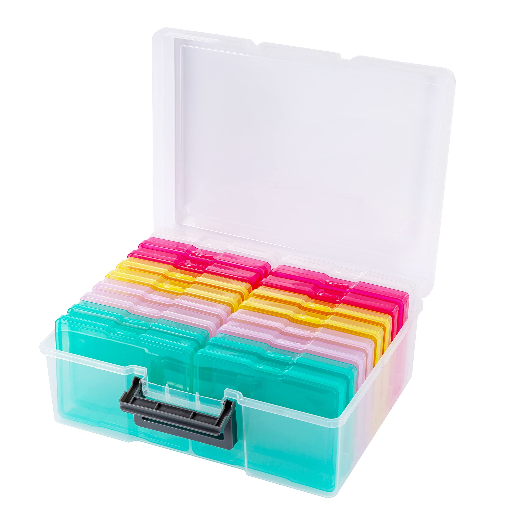 UP ARESI Photo Case 5" x 7" Photo Box Storage and Craft Keeper - 18 Inner Photo Keeper Photo Organizer Cases Photos Storage Containers Box for Photos (Color)