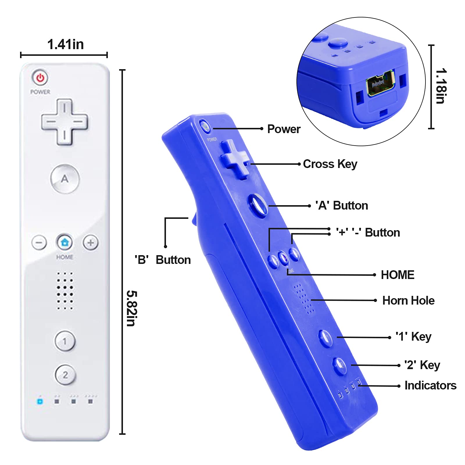 Soanufa Wii Controller compatible with Nintendo Wii and Wii U (White+Black+Deep Blue+Red)