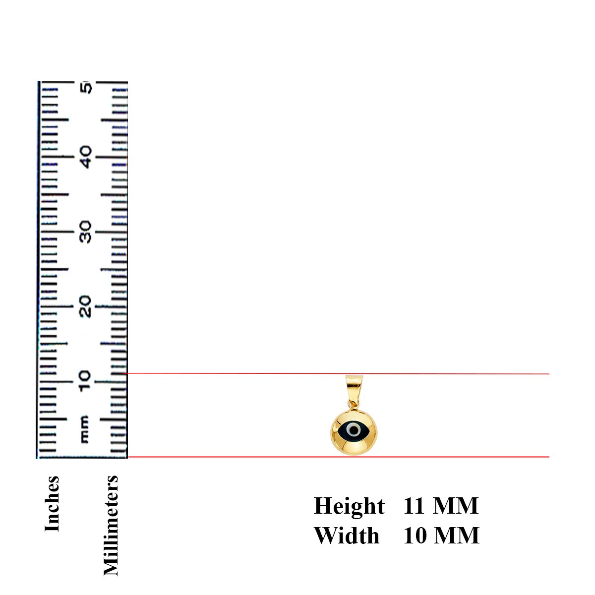 TGDJ 14k Yellow Gold Evil Eye Charm Pendant