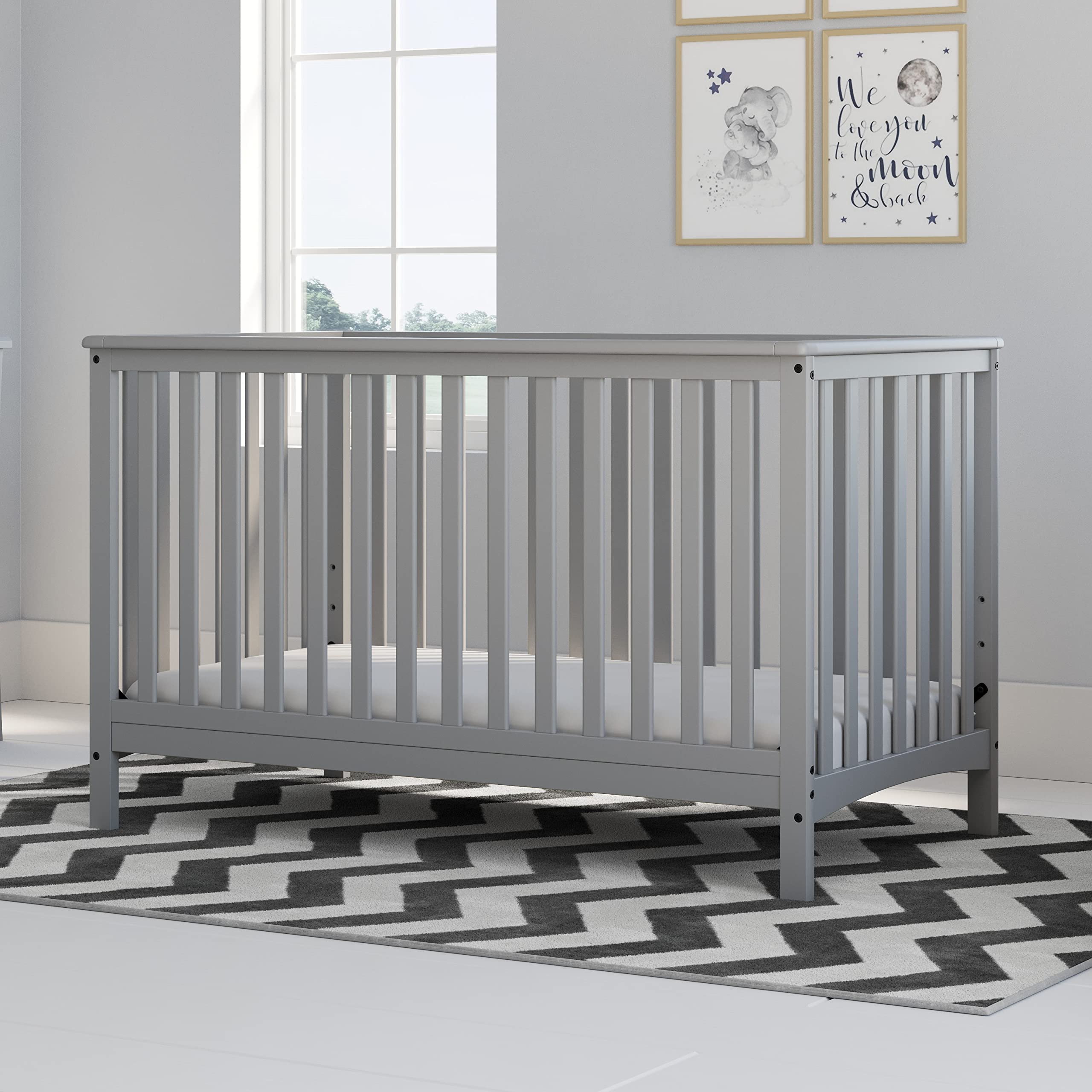 Storkcraft Hillcrest 4-in-1 Convertible Crib (Black) - Converts to Daybed, Toddler Bed, and Full-Size Bed, Fits Standard Full-Size Crib Mattress, Adjustable Mattress Support Base