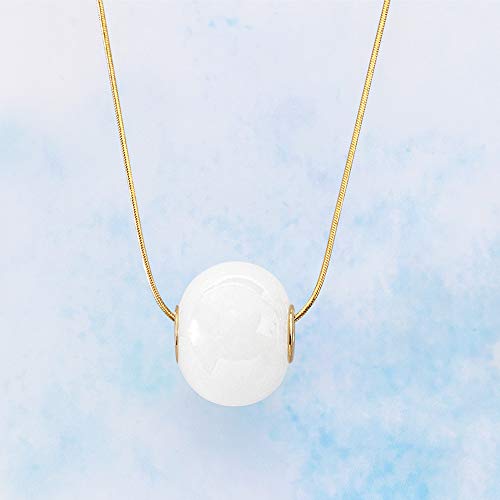 Ross-Simons White Kunlun Jade Bead Pendant With 14kt Yellow Gold