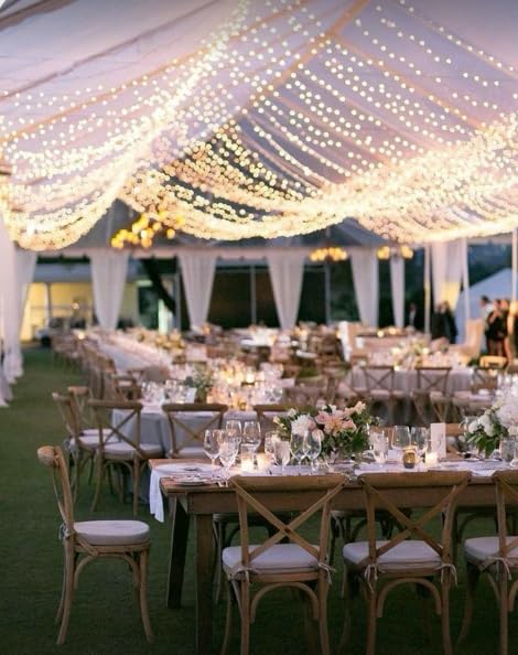 Quictent 20x20 Party Tent White Draping Mesh Side Chiffon Wedding Tent Canopy Outdoor Screen Heavy Duty Upgrade Event Shelter with Netting Gazebo All Classic Style Washable Sides