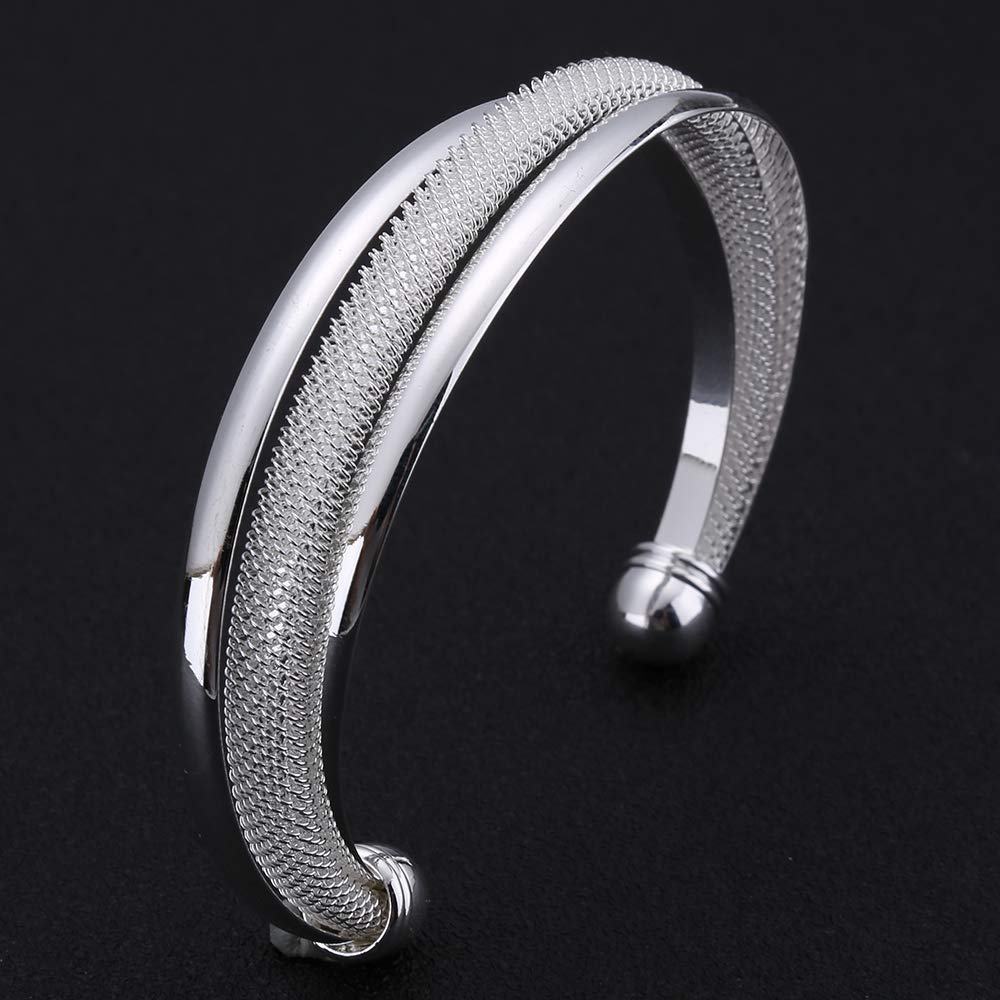 Trenro Silver Plated Bangle Bracelet, Fashion Women Open Bracelet Jewelry Gift