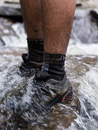 SEALSKINZ Standard Waterproof All Weather Ankle Length Sock with Hydrostop, Black/Grey, Medium