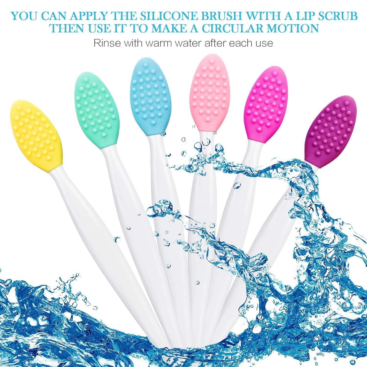 Silicone Exfoliating Lip Brush Double-sided Lip Brush Soft Cleaning Lip Brush Beauty Tool for Smoother Skin and Fuller Lip Appearance, 6 Colors (24)