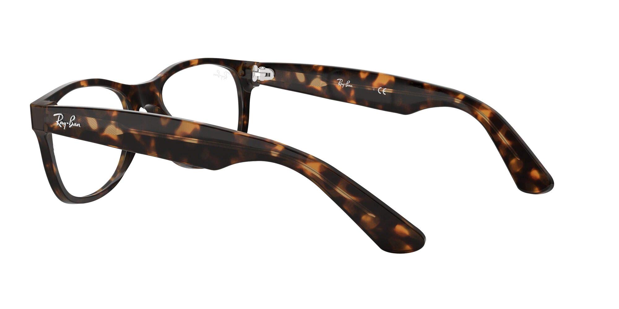 Ray-Ban RX5184F New Wayfarer Low Bridge Fit Square Prescription Eyeglass Frames, Dark Havana/Demo Lens, 52 mm