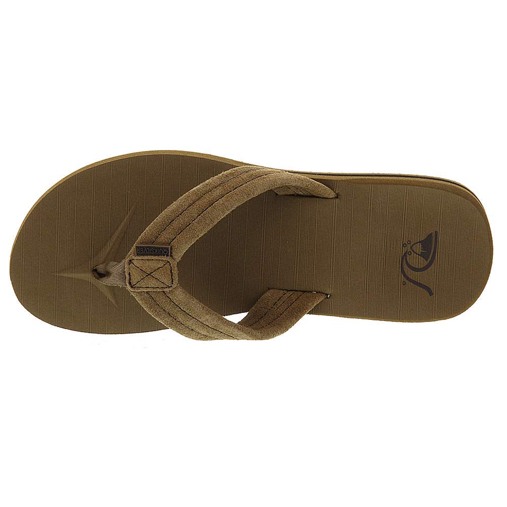 Quiksilver Men's Carver Suede 3 Point Flip Flop Athletic Sandal, Tan/Solid, 12 M US