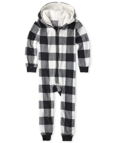 The Children's Place Kids One Piece Family Matching, Christmas Pajama Sets, Fleece, Black/White Check, Large