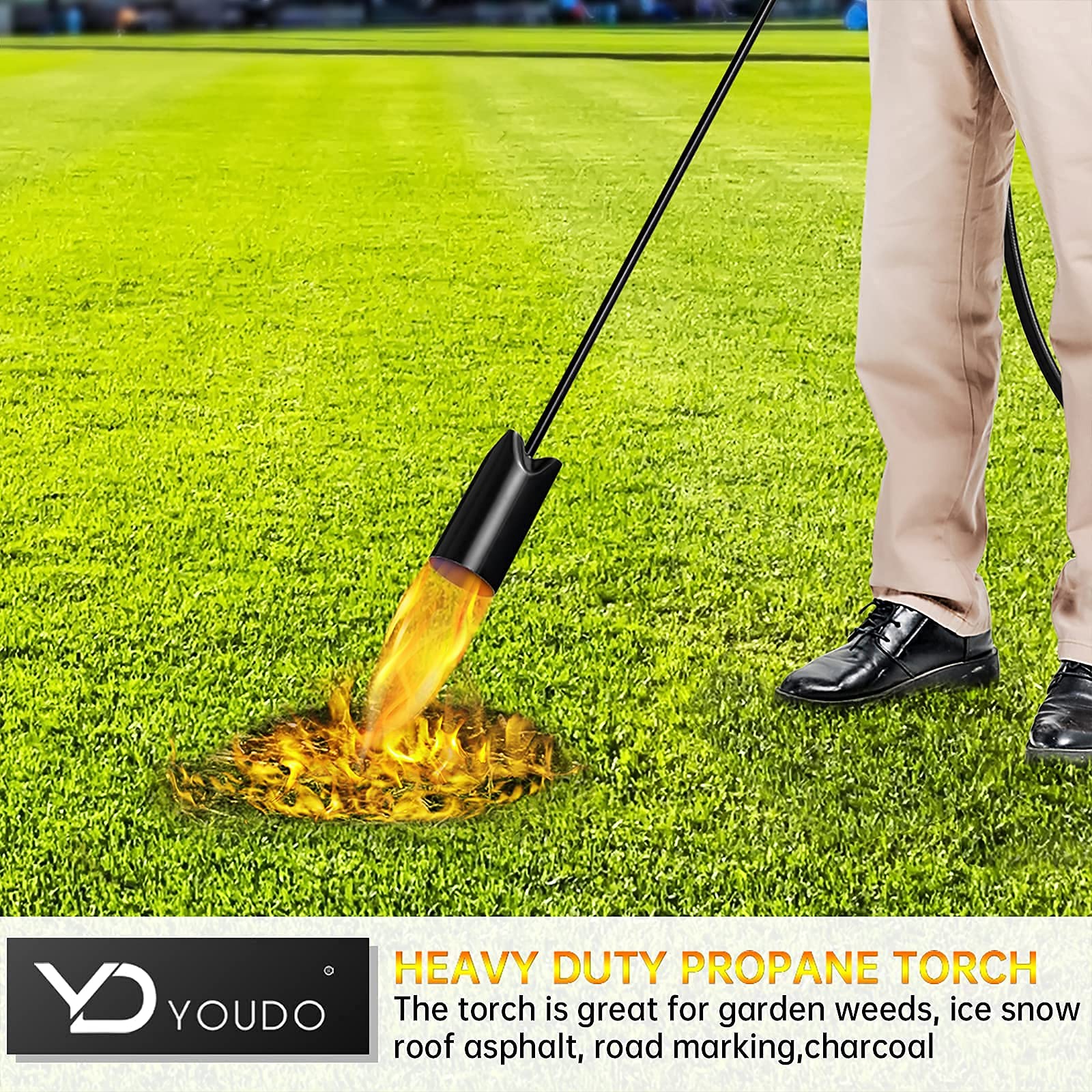 YOUDO 500,000 Propane Weed Torch Burner with CSA Certificate, 61'' Extra Long Hose, Flint Ignitor & Flame Control, Propane Torch for Garden Weeder,Roofing,Snow Melting and Ice