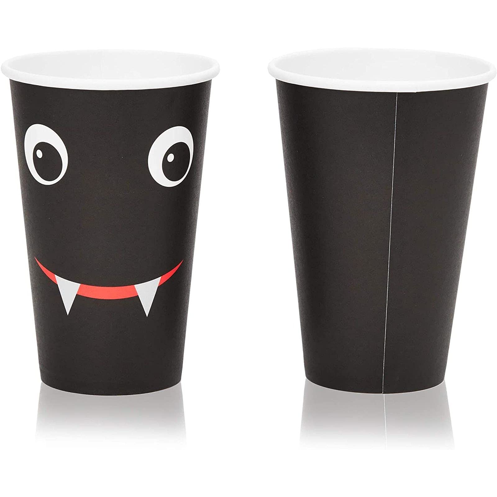 Spooky Central 48 Pack Halloween Paper Cups, Pumpkin, Vampire Bat, Frankenstein for Party Supplies (12 oz)