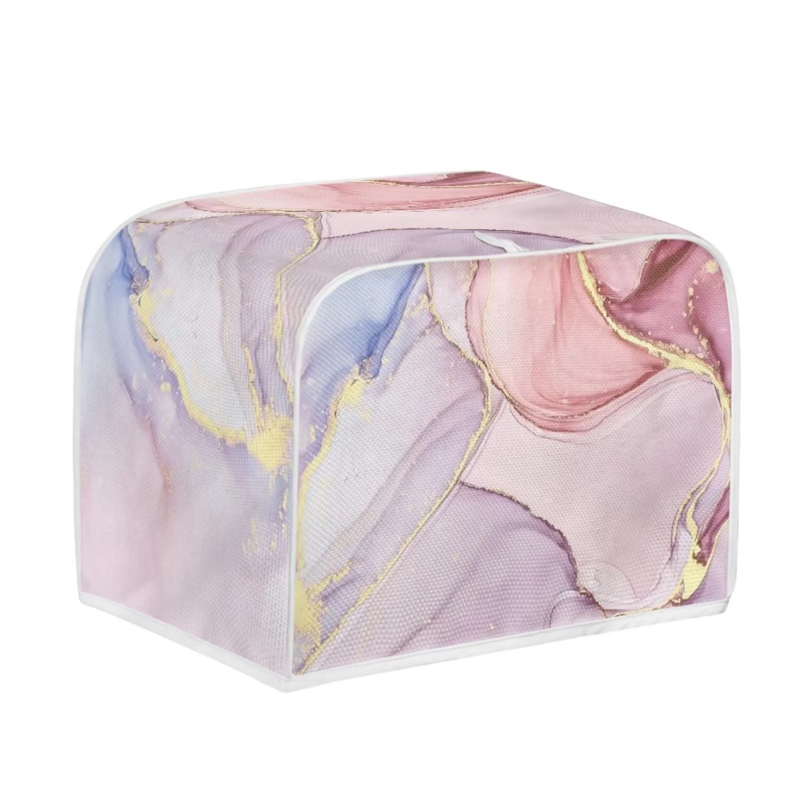 Suhoaziia Marble Pink Toaster Cover, 2 Slice Toaster Cover, Small Appliance Covers, Waterproof Bread Machine Cover, Dust and Fingerprint Protection, Kitchen Organization and Storage