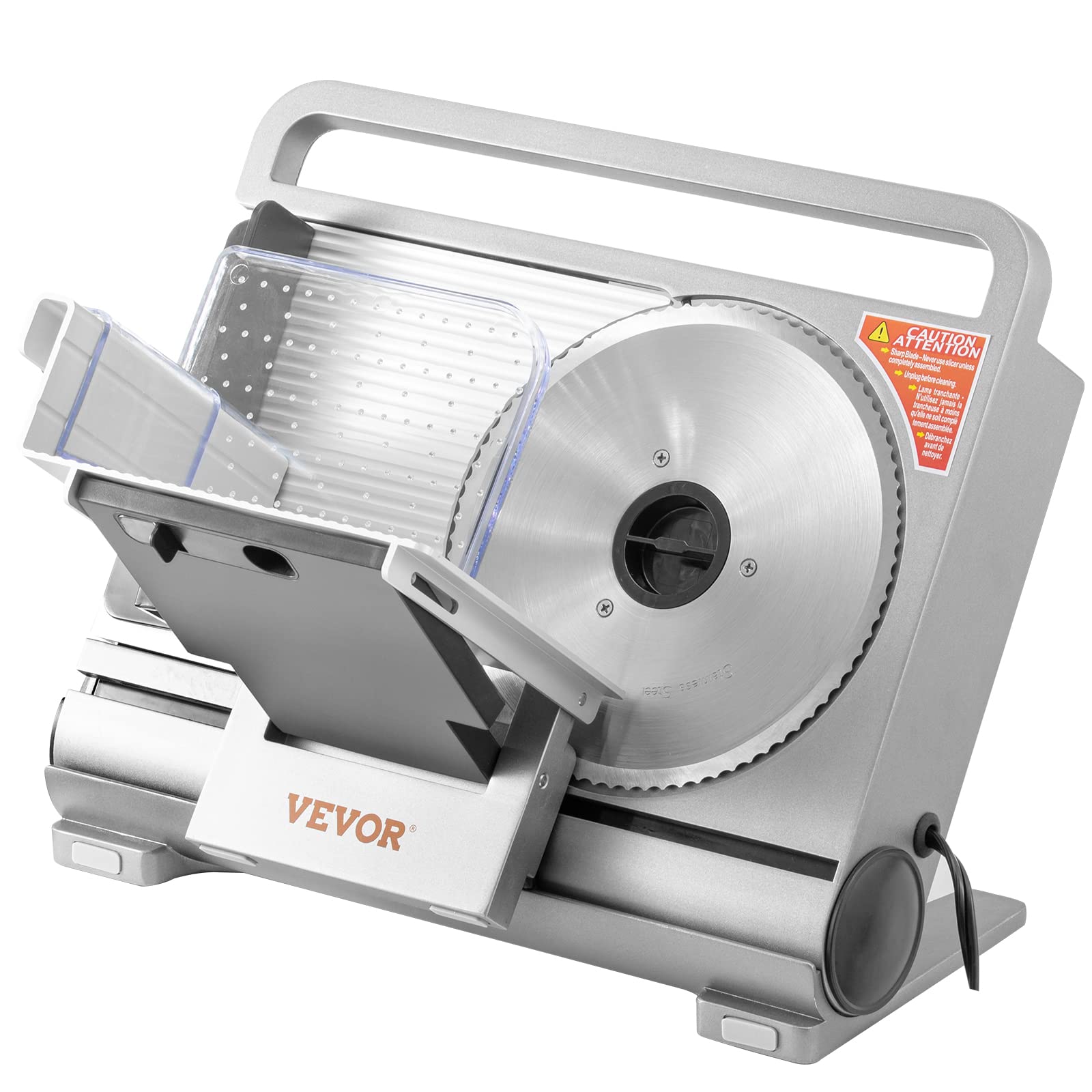 VEVOR Meat Slicer, 45W Electric Deli Slicer with Two 7.5" Stainless Steel Removable Blade, 0-15 mm Adjustable Thickness for Home Use, Child Lock Protection, Food Slicer Machine for Meat Cheese Bread
