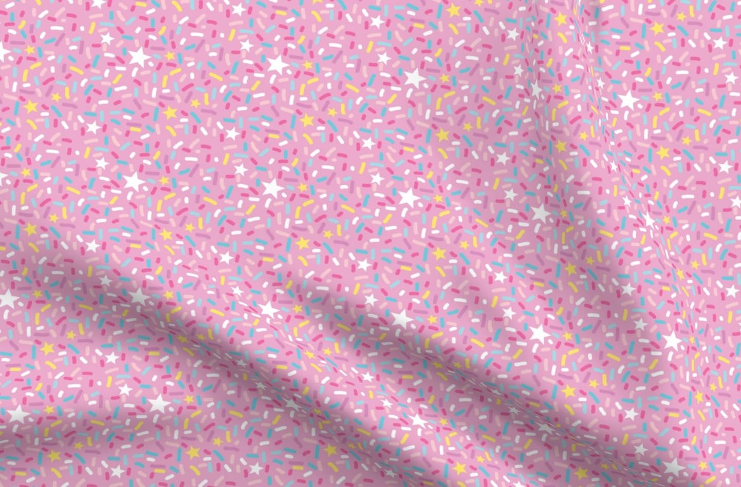 Spoonflower Fabric - Sprinkles Ice Cream Stars Pink White Pastel Party Desert Donut Printed on Cotton Poplin Fabric by The Yard - Sewing Shirting Quilting Dresses Apparel Crafts