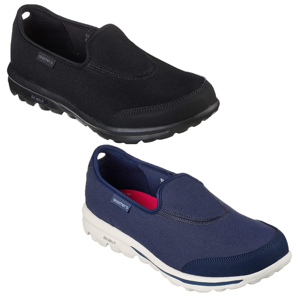 Skechers Women's GO Walk CLASSIC-10 Year Anniversary Sneaker, Black, 8 Wide