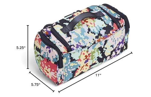 Vera Bradley Women's Recycled Lighten Up Reactive Large Travel Cosmetic Makeup Organizer Bag, Happy Blooms Cross-Stitch, One Size
