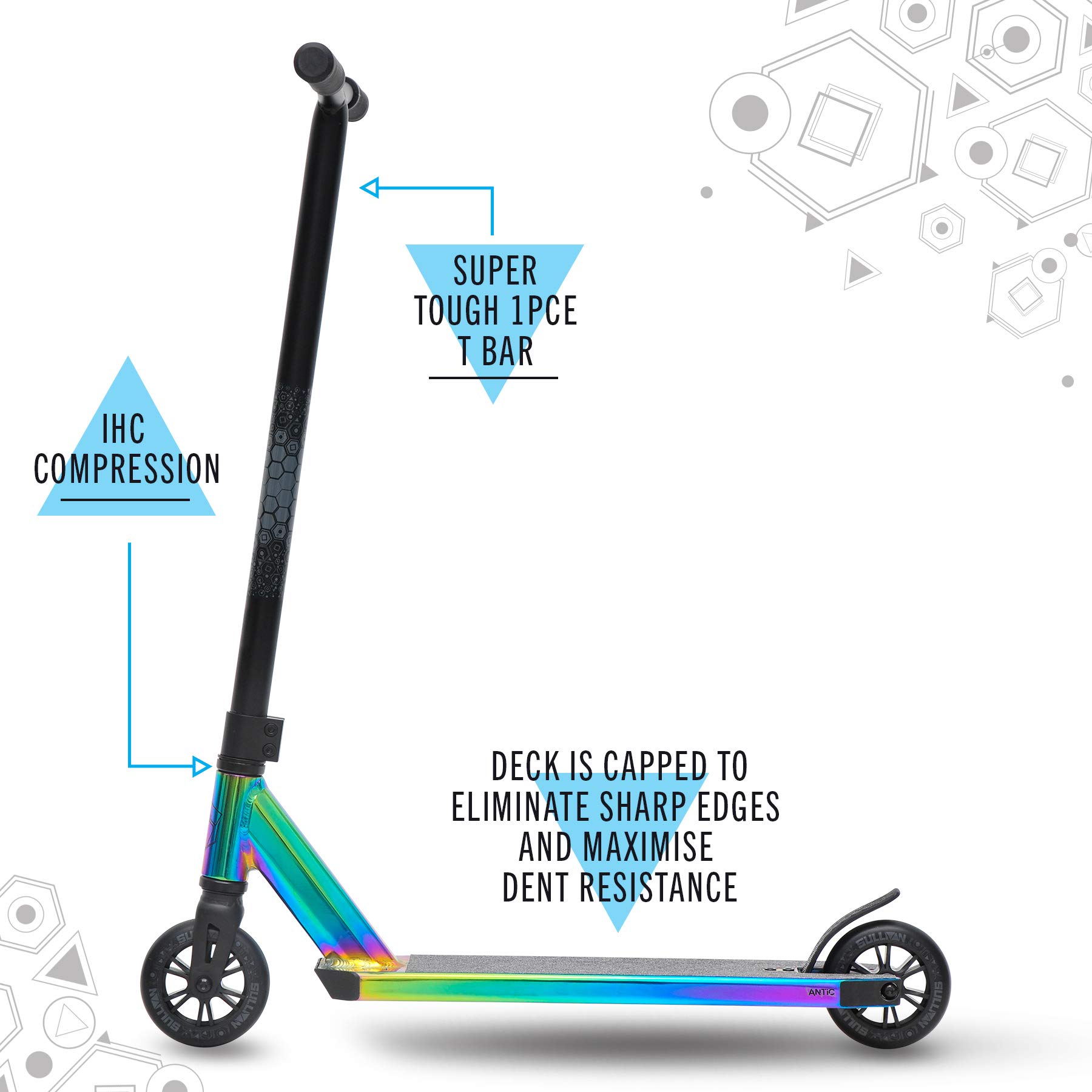 Sullivan Antic Pro Scooter for Teens | Premium Quality Trick Scooter Having Lightweight Deck and Alloy Core Wheels with ABEC-7 Bearings | Freestyle BMX Stunt Scooter for Adults with 2-Position Brake