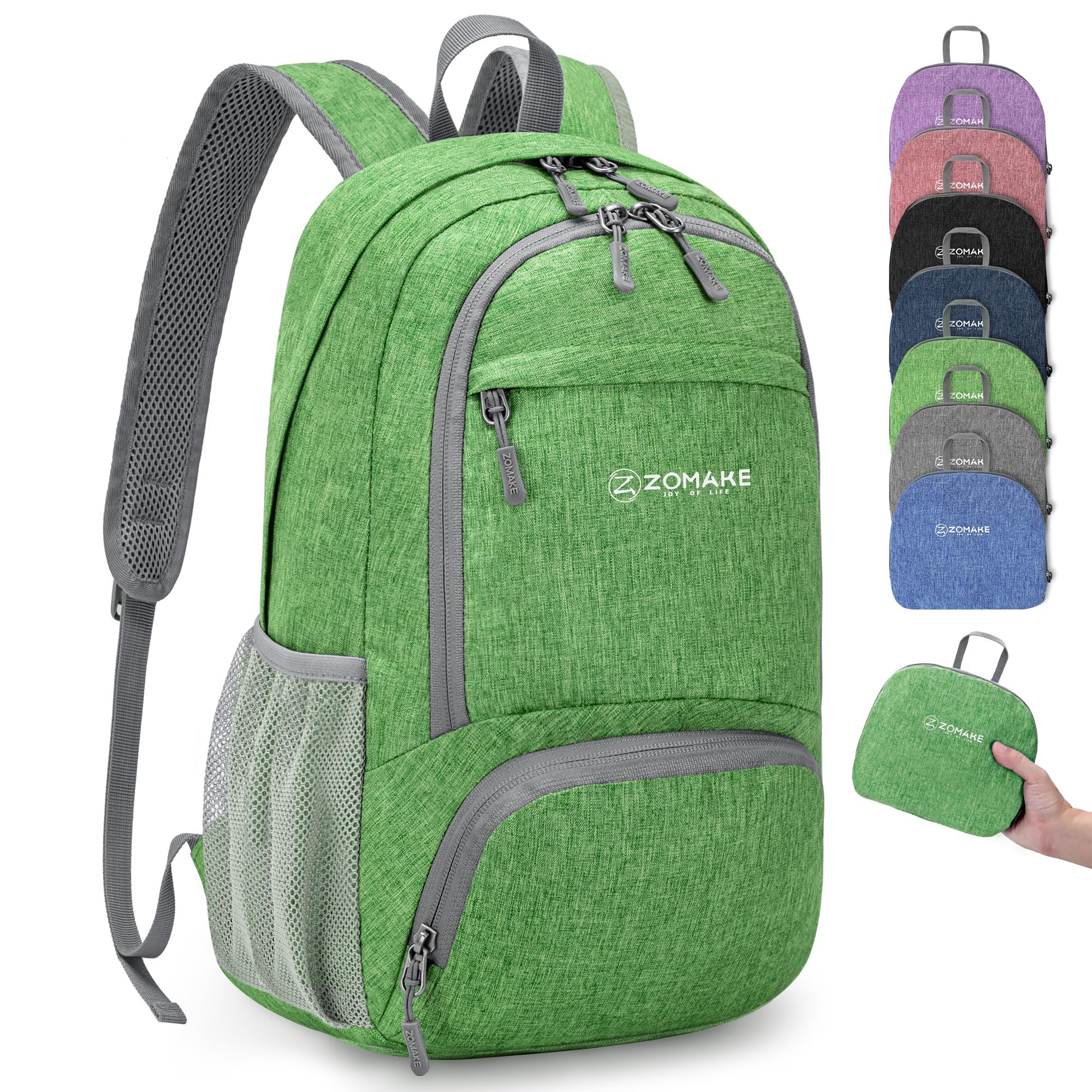 ZOMAKE 20L Lightweight Packable Hiking Backpack for Women Men - Small Hiking Daypack for Travel - Tear Resistant Foldable Day Pack for Camping Outdoor Sports(Black)