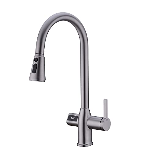 Upgrade Your Kitchen with Our LED Touch On Kitchen Sink Faucet - Temperature Display, 3 Spraying Modes, and Easy DIY Installation - Brushed Nickel Finish
