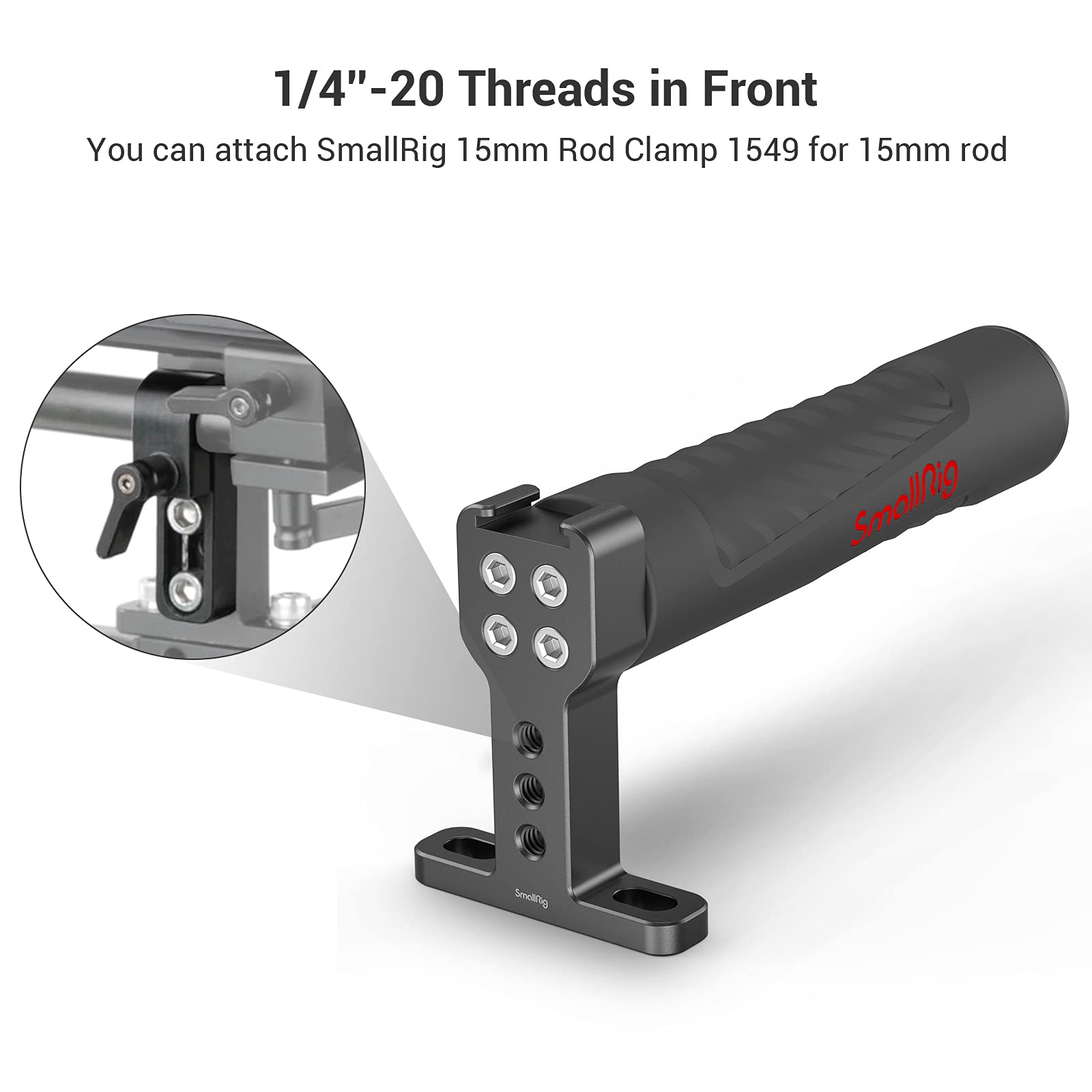 SMALLRIG Non-Slip Camera Top Handle with Rubber Grip and Shoe Mount for Camera Cage and Handheld Rig - 1446B