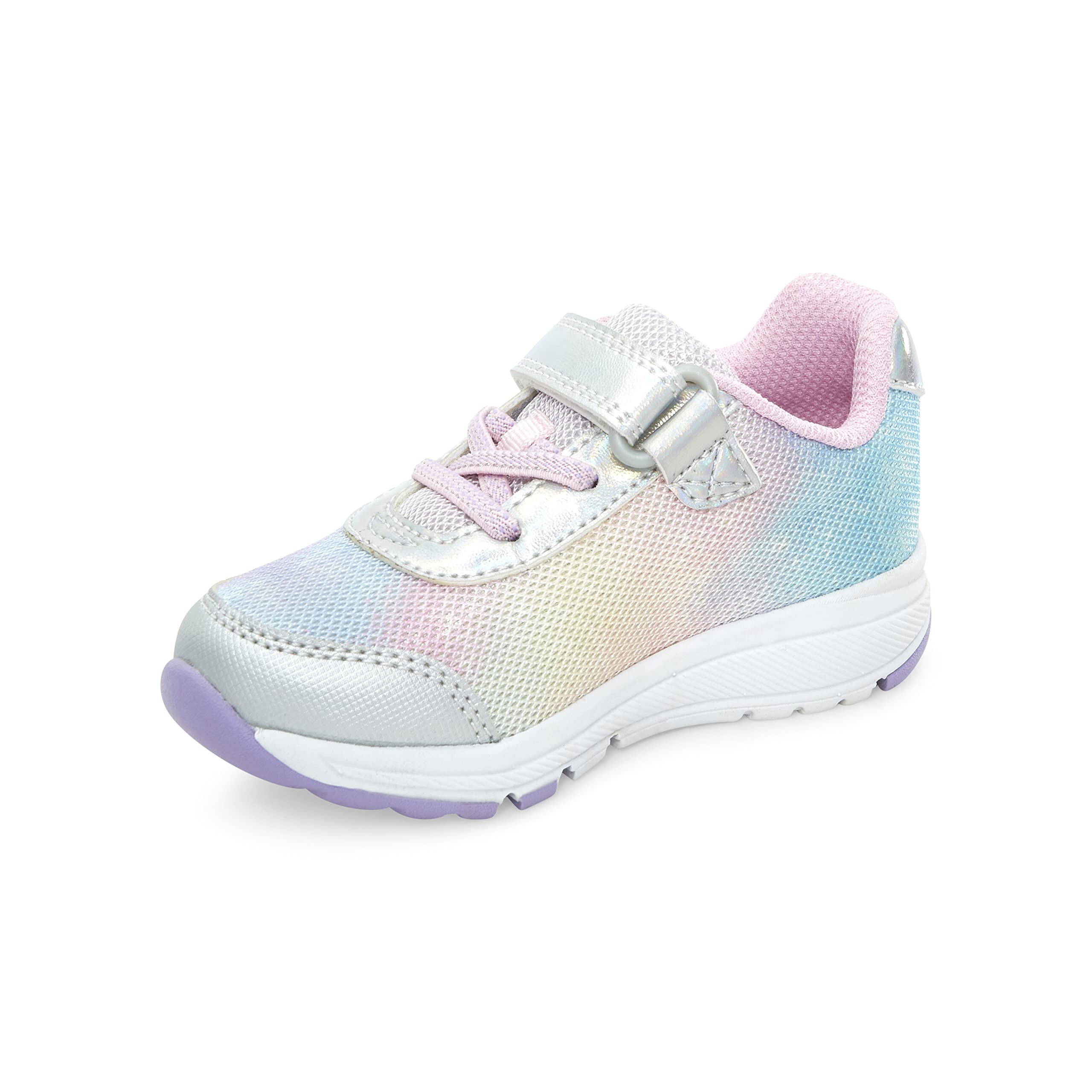Stride rite Girls SR Lighted Glimmer Sneaker, Iridescent, 1 Wide Little Kid