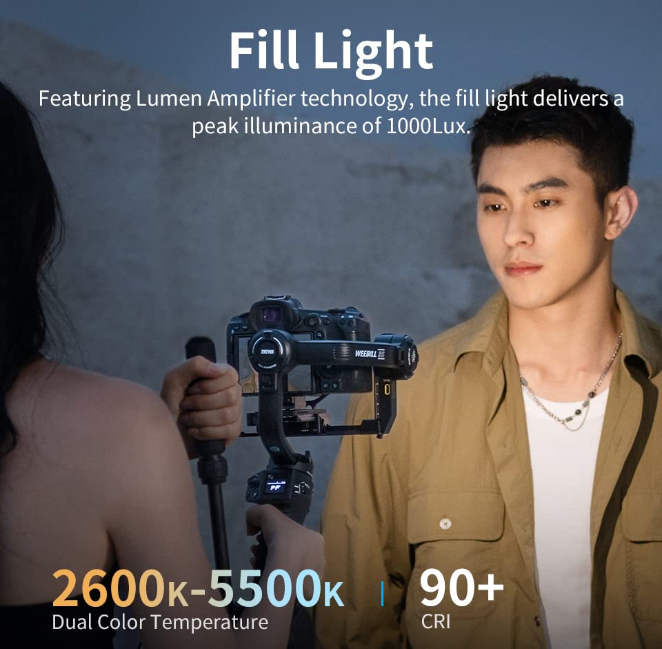 ZHIYUN Weebill 3S Gimbal Stabilizer for DSLR and Mirrorless Camera Canon/Nikon/Sony/Panasonic/Fujifilm,Fill Light,Native Vertical Shooting