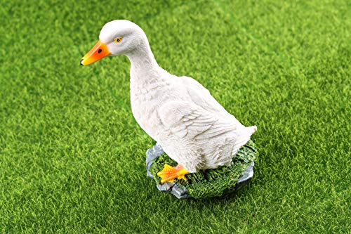 Rich Boxer Simulation Duck Figurine Resin Duck Decor Artificial Duck Model Duck Statue for Garden Pond Decoration Art Crafts Statues(White)