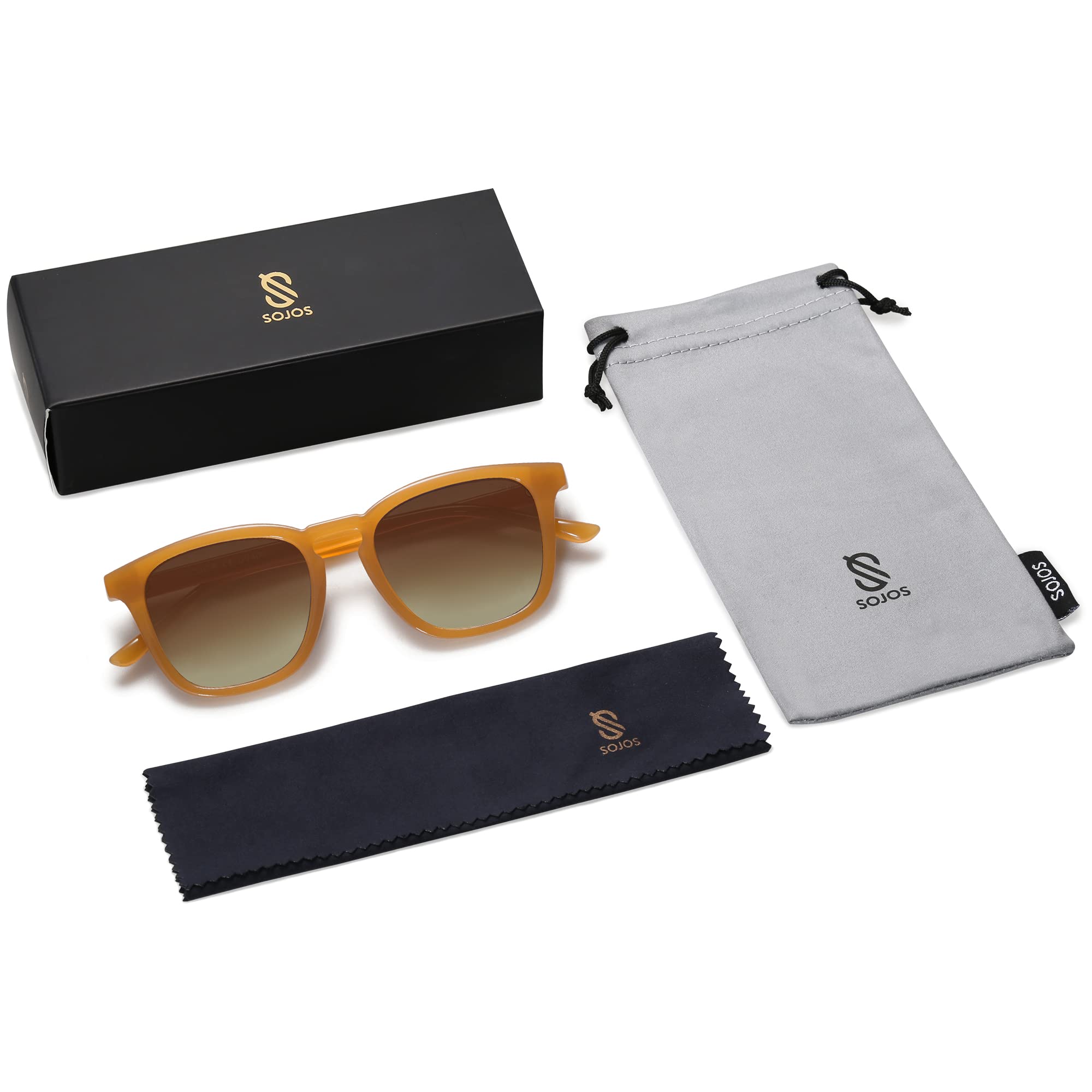 SOJOS Polarized Sunglasses for Women Men Classic Vintage Style Shades SJ2155, Orange/Brown