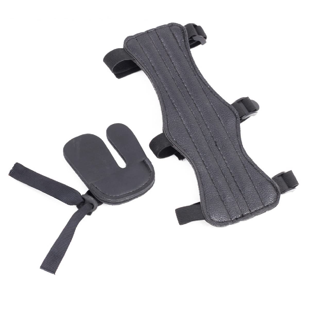 TRIWONDER Archery Arm Guards & Arrow Finger Tab Finger Saver Set Adjustable Straps Archer Shooting Arm Protector for Hunting Shooting (Black with Finger Tab)