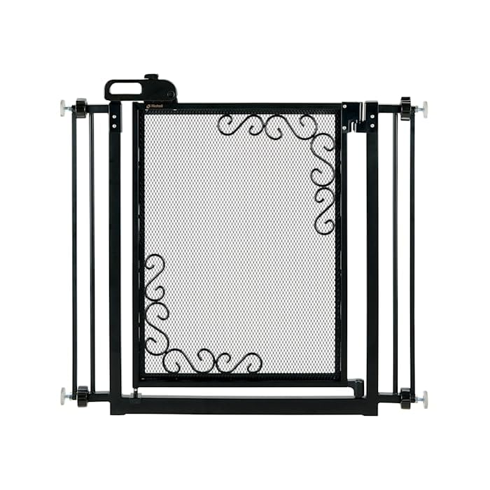 Richell - One-Touch Metal Mesh Pet Gate (94940) Black Pet Gate, Medium