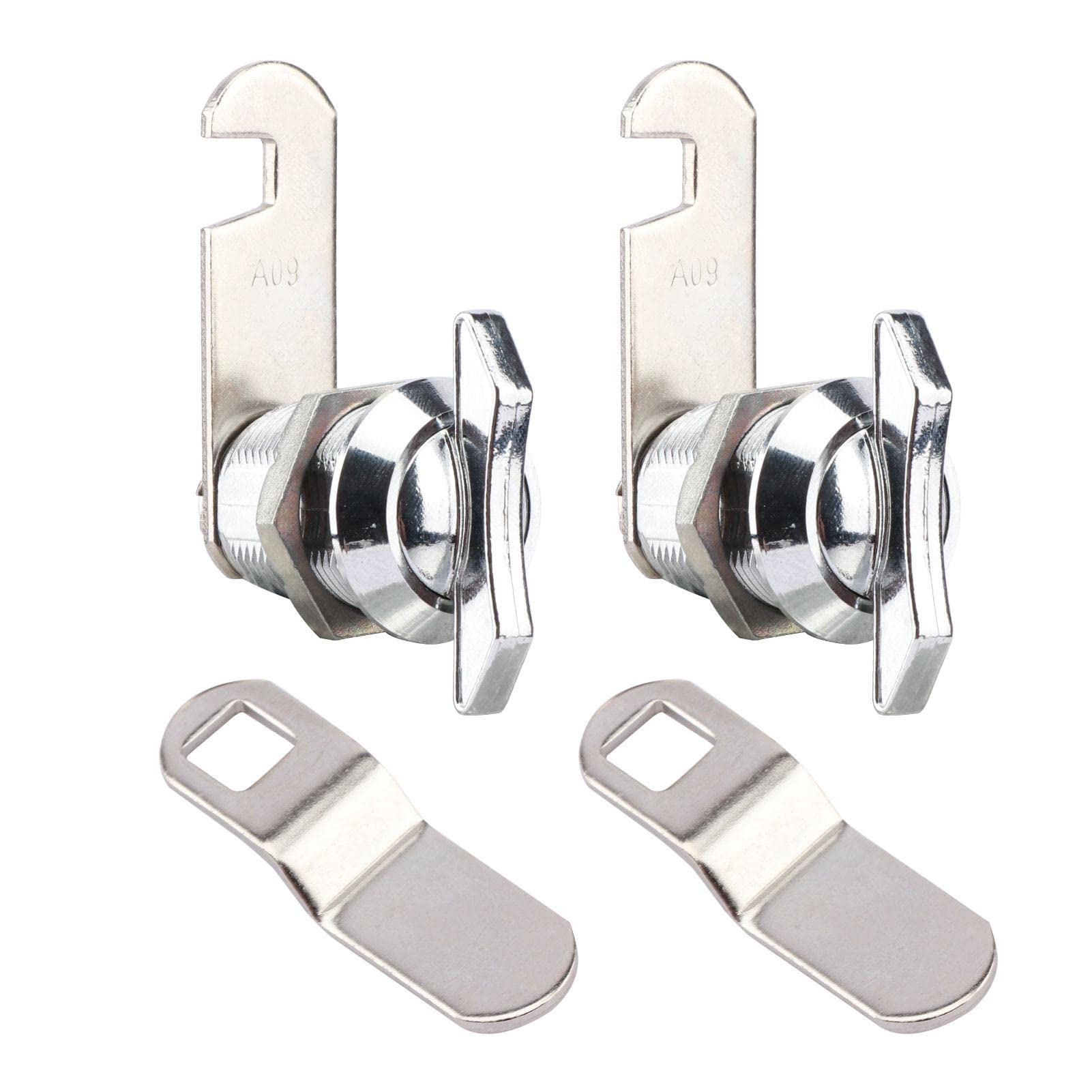Thumb Operated Offset Cam Lock 2pcs Keyless Twis t Cabinet Mailbox Drawer Lock Latch Keyless Compartment Latch Replacement Lock Cylinder for RV(Size:L/0.75 x 0.78inch)