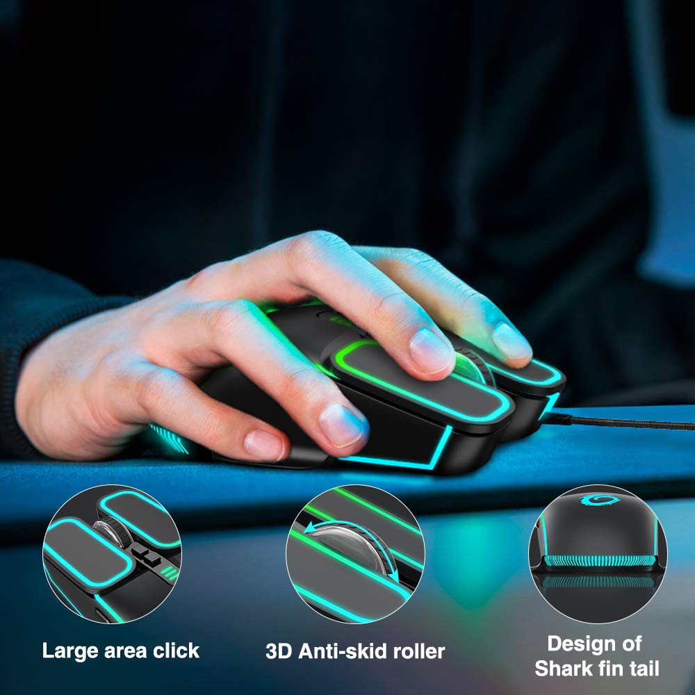 VersionTECH. Gaming Mouse [7200 DPI] [RGB Breathing Light] [7 Buttons] Wired Computer Mouse PC Desktop Laptop USB Mice Optical Gamer Mouse for Windows 7/8/10/XP/Vista Linus