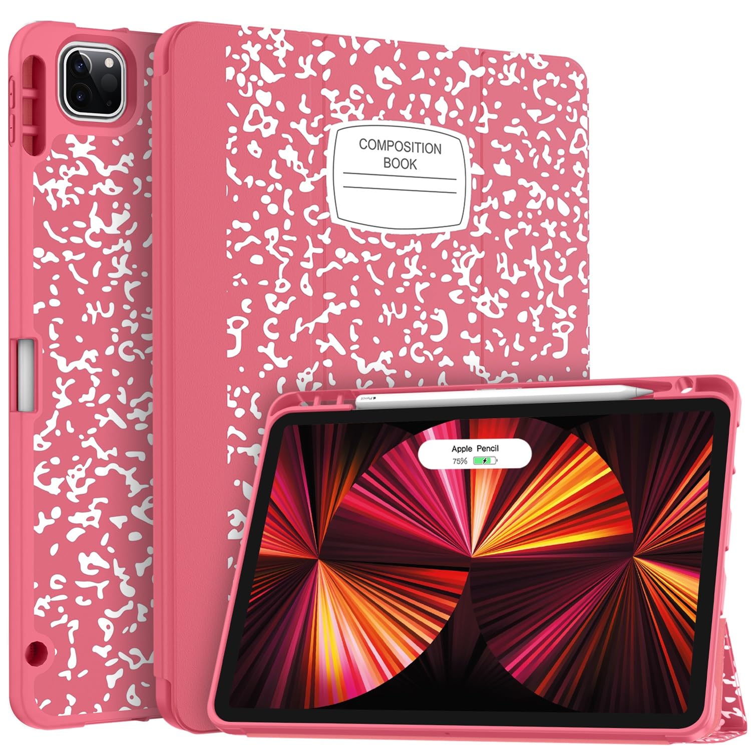 Soke New iPad Pro 11 Case (M2) 2022/2021/2020 with Pencil Holder - [Full Body Protection + Apple Pencil Charging + Auto Wake/Sleep], Soft TPU Back Cover for 2022 iPad Pro 11 inch(Book Watermelon)