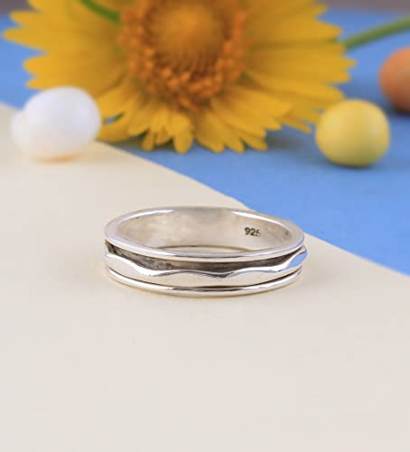 Solid 925 Sterling Silver Spinning Ring Thin Band Spinner (8)
