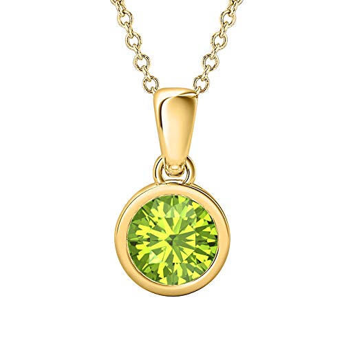 SVC-JEWELS 8mm 4.00Ctw Round Cut Created Peridot 14k Yellow Gold Plated Bezel Set Cross Pendant for Women's