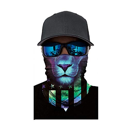 XFVSDXS 3D Printed Headband Balaclava Magic Headband Scarf Multifunctional Face Mask for Outdoor Cycling Riding Motorcycle(Blue Tiger)