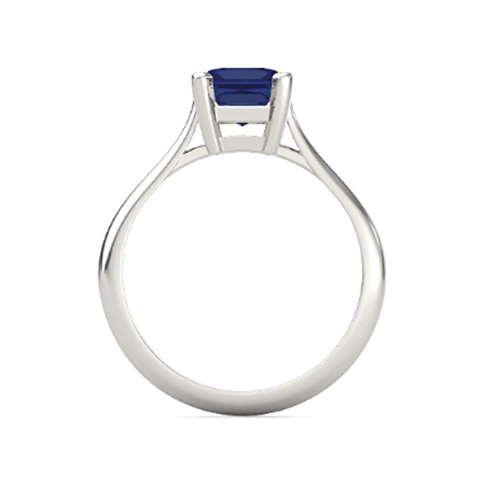 SVC-JEWELS Beautiful Wedding Engagement Solitaire Ring-18K White Gold Over Sterling Silver Created Princess Cut Blue Sapphire Ring For Women