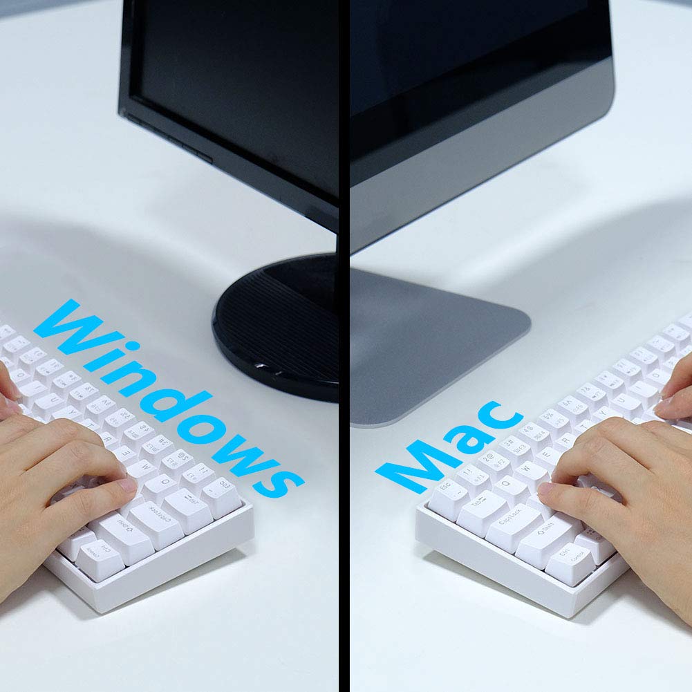VELOCIFIRE Wireless Bluetooth Mechanical Keyboard, M1 TKL61WS 61-Key 60% Tactile Brown Switch Mini Portable Mechanical Keyboard with Ice Blue Backlit, Compatible with Mac OS and Windows OS(White)