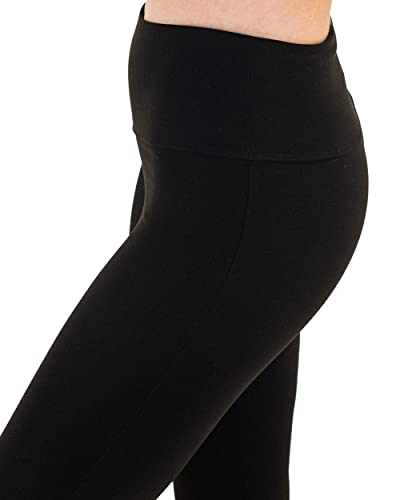 Spalding Women's High-Waisted Cotton Leggings | Comfortable Yoga Pants | Black | Large