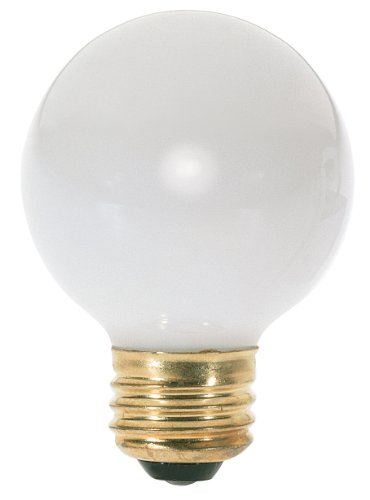 Satco S3842 120V Medium Base 40-Watt G16.5 Light Bulb, Gloss White