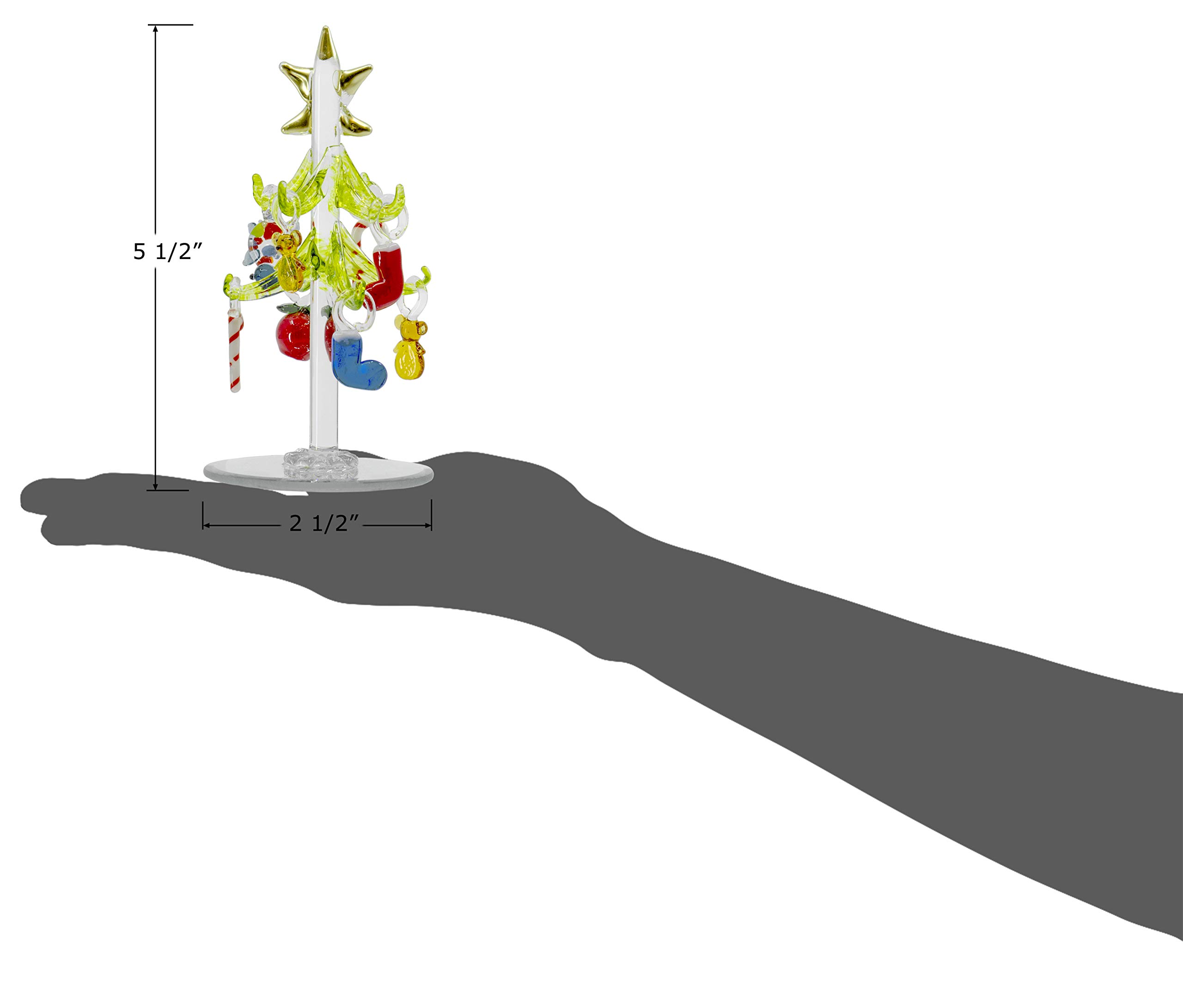 Red Co. 5.5" Glass Christmas Tree Tabletop Display Decoration with Assorted Glass Ornaments, Holiday Season Decor, Set of 2