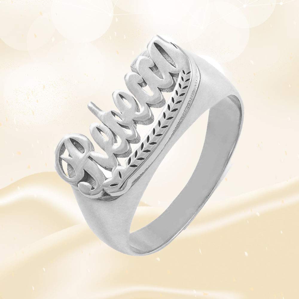 VENACOLY Personalized Nameplate Ring Custom Name Rings for Women Men (Plated Copper)